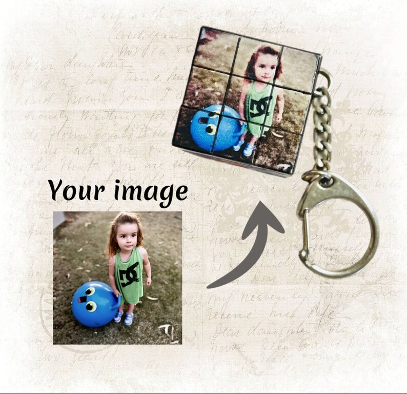 Photo Cube Keyring - Hard Enamel Rubiks Key Chain - Personalised ...
