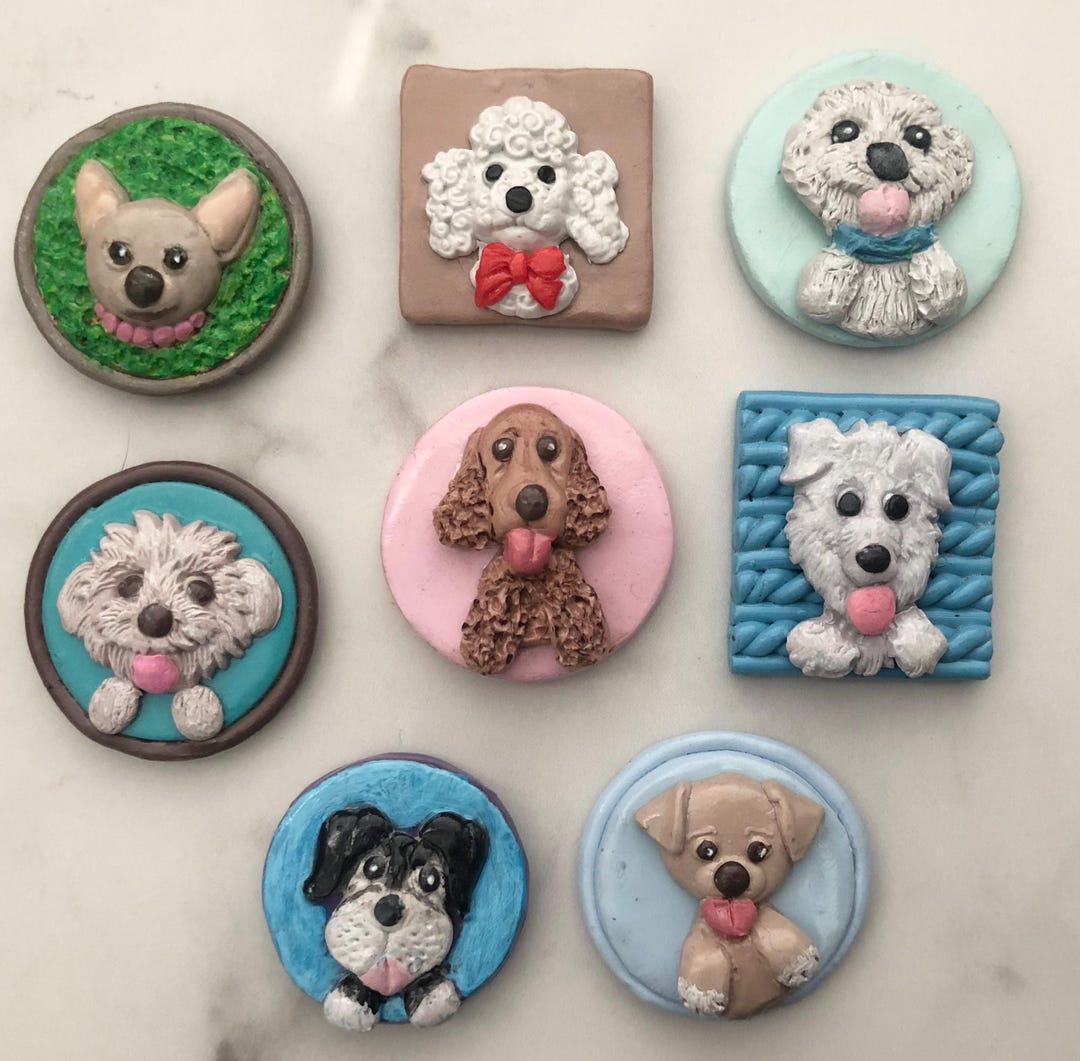 Dog Magnets - Dog Refrigerator Magnet - 3-D Polymer Clay Refrigerator ...