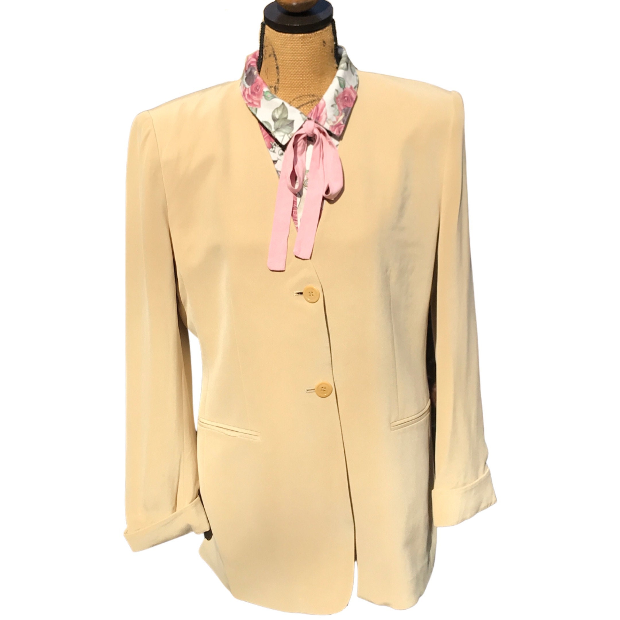 Vintage 1990s Jones New York Silk Camel Blazer Sz 8 - Etsy Vintage 1990s Jones New York Silk Camel Blazer Sz 8 - Etsy