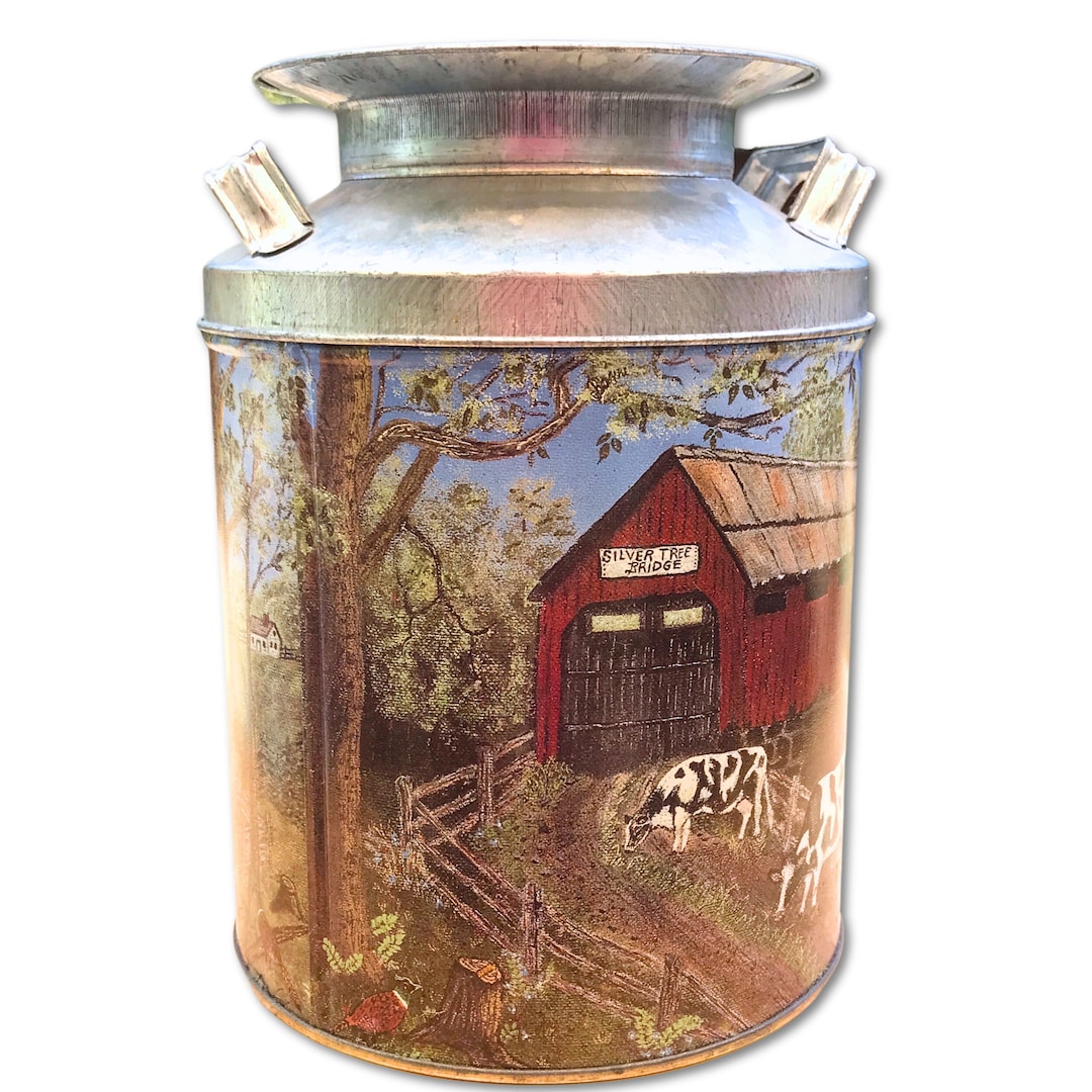 Vintage 1990s Silver Tree Bridge Dairy Farm Milk Jug Tin - Etsy