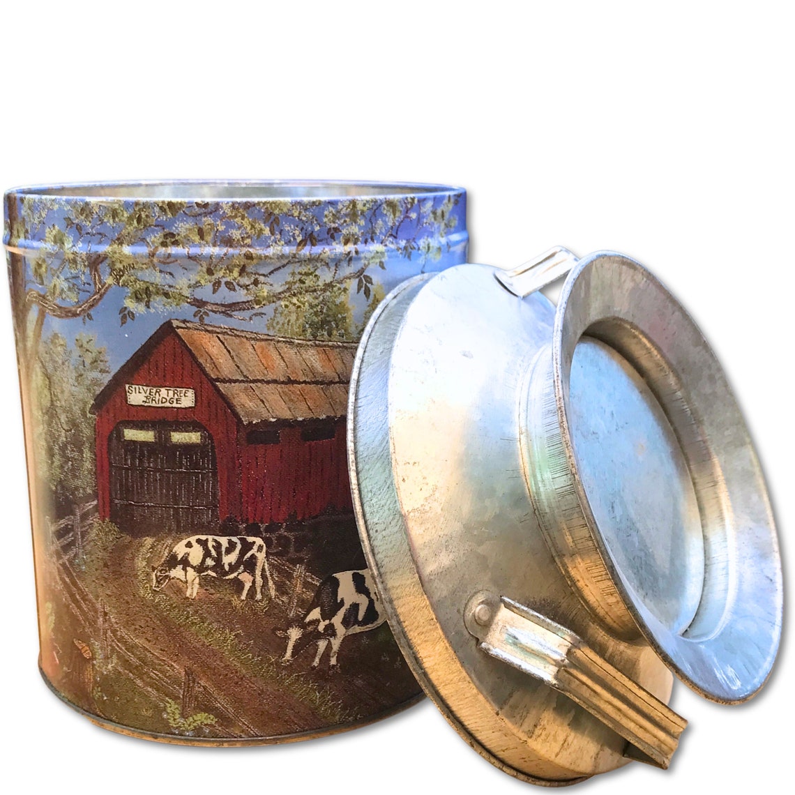 Vintage 1990s Silver Tree Bridge Dairy Farm Milk Jug Tin - Etsy