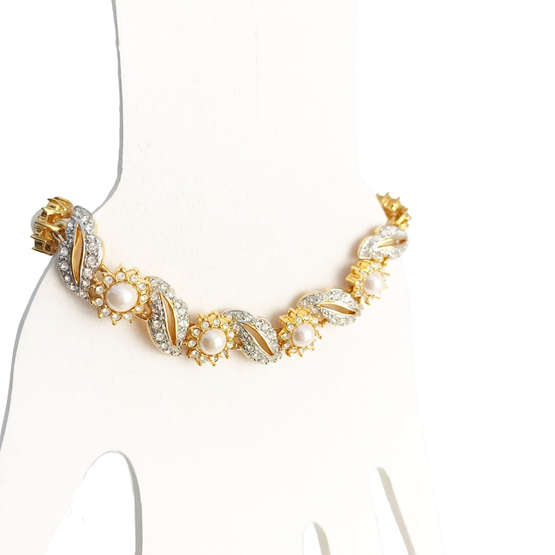 Vintage 90s Bracelet With Gold-tone Sunflowers and Silver-tone Leaves ...