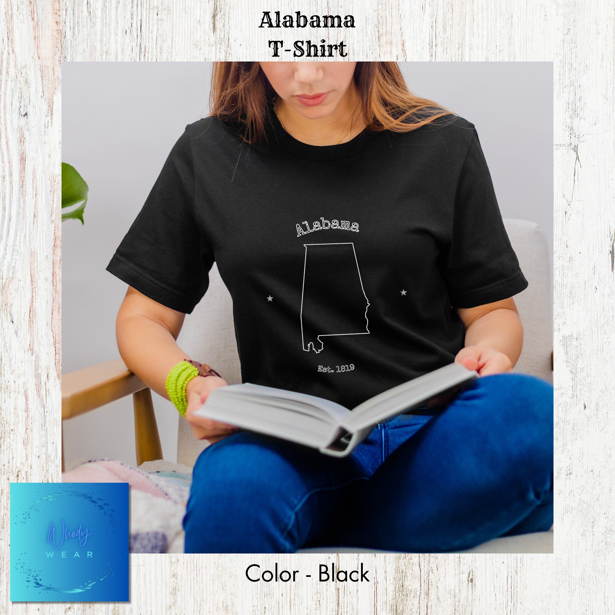 Alabama T-shirt, Outline of the State of Alabama, Great Cotton State of ...