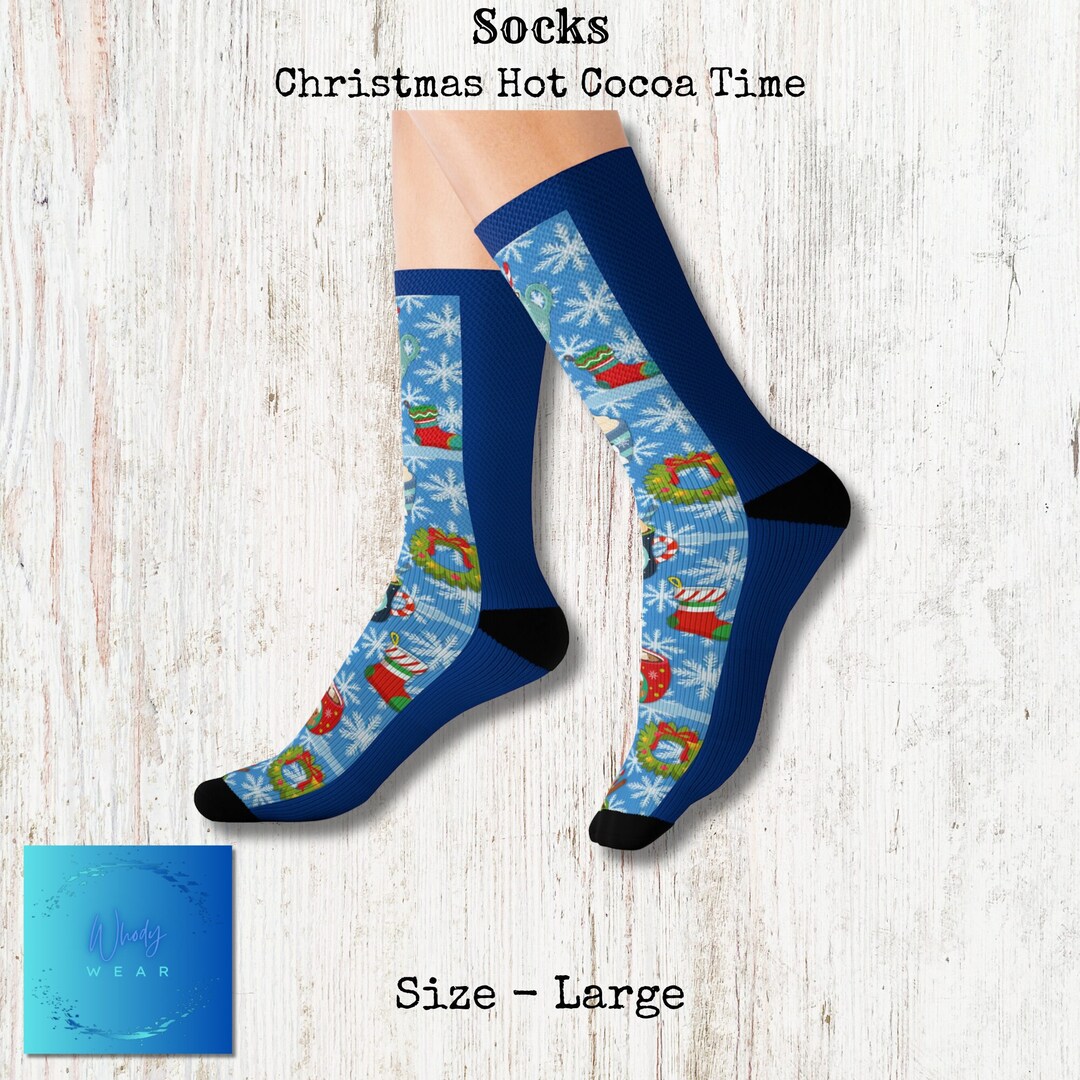 Christmas Hot Cocoa Time Socks, Christmas Socks, Socks for Cocoa Lovers ...