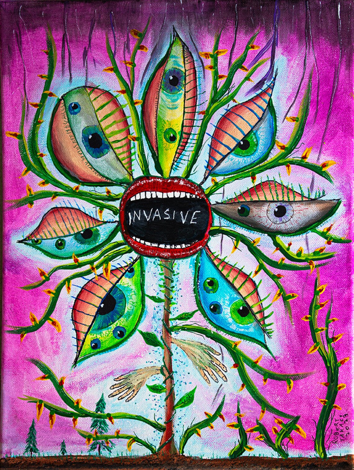 Invasive - Abstract, Colorful, Weird, Bizarre, Flowers, Eyes, Painting ...