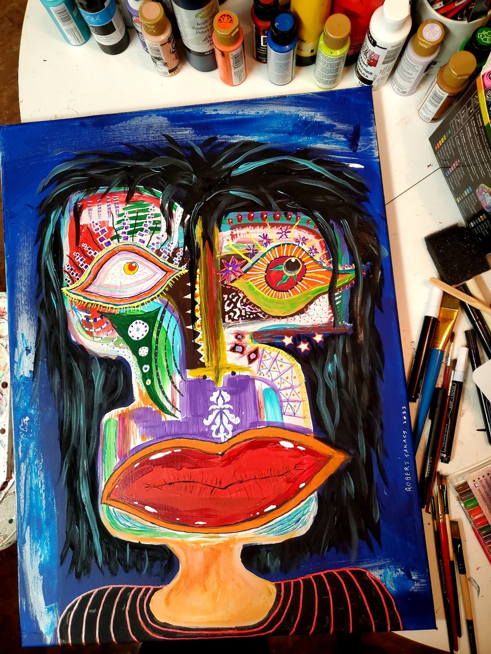 The Rock Star - Painting, Face, Colorful, Abstract - Etsy