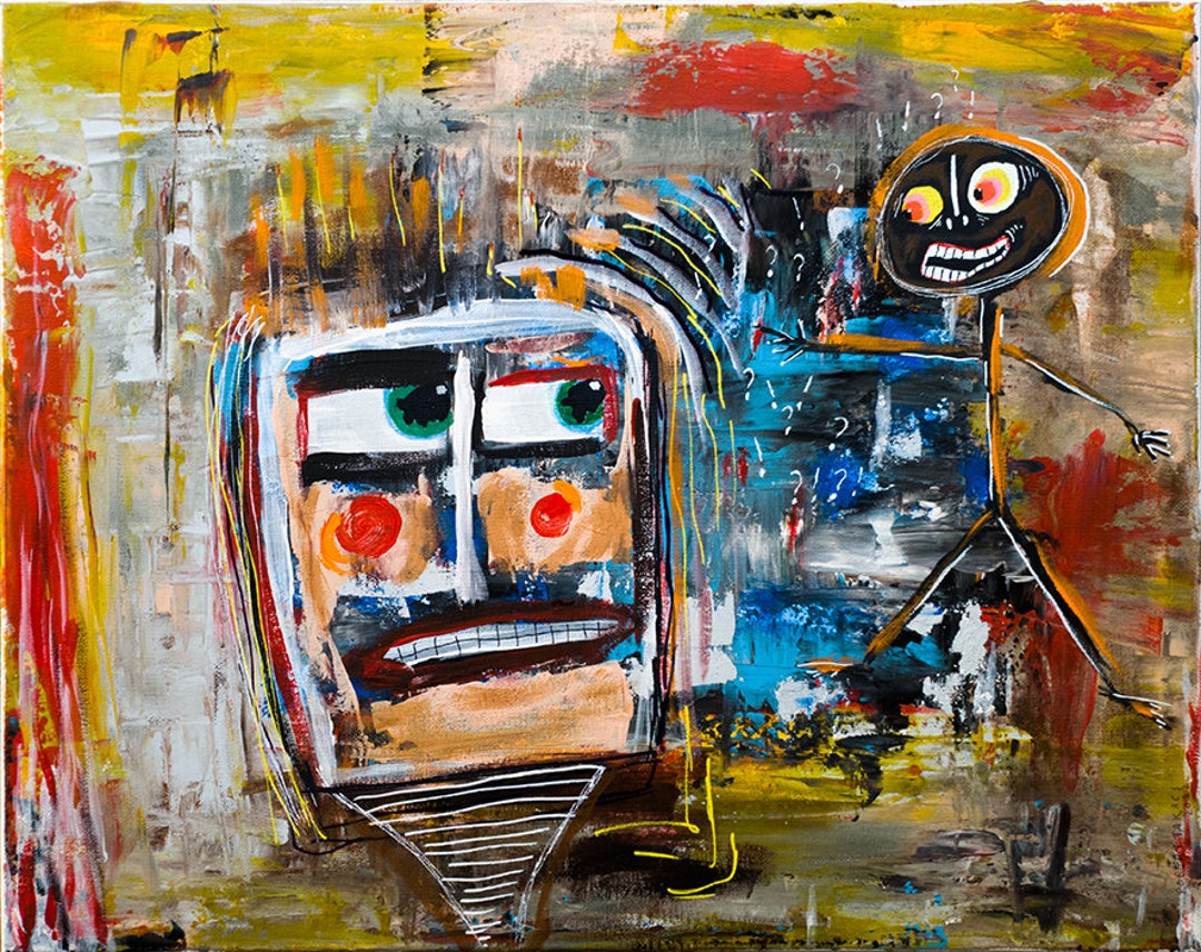 The Conversation - Acrylic on Canvas Painting, Abstract, Expressionist ...