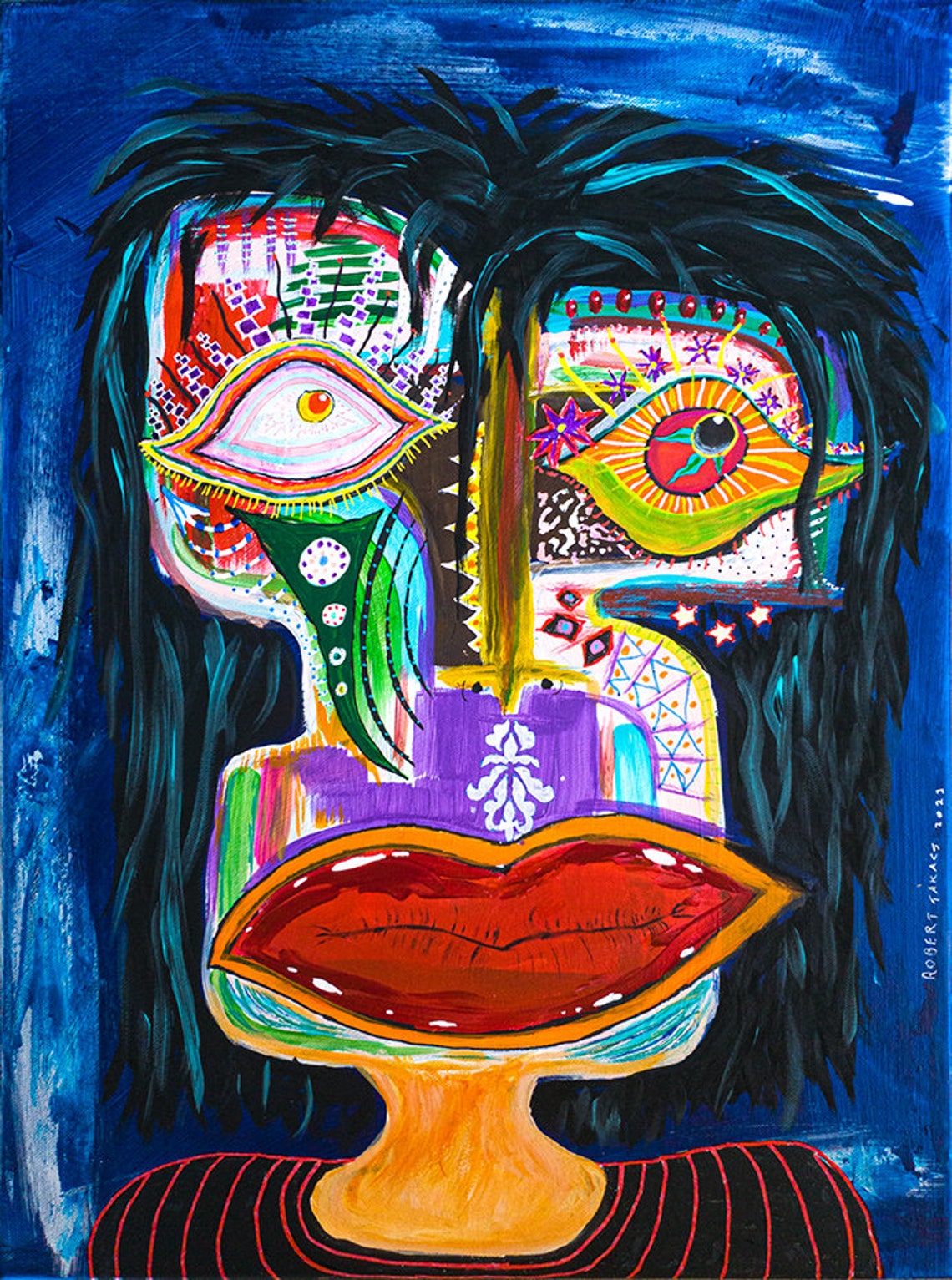 The Rock Star - Painting, Face, Colorful, Abstract - Etsy