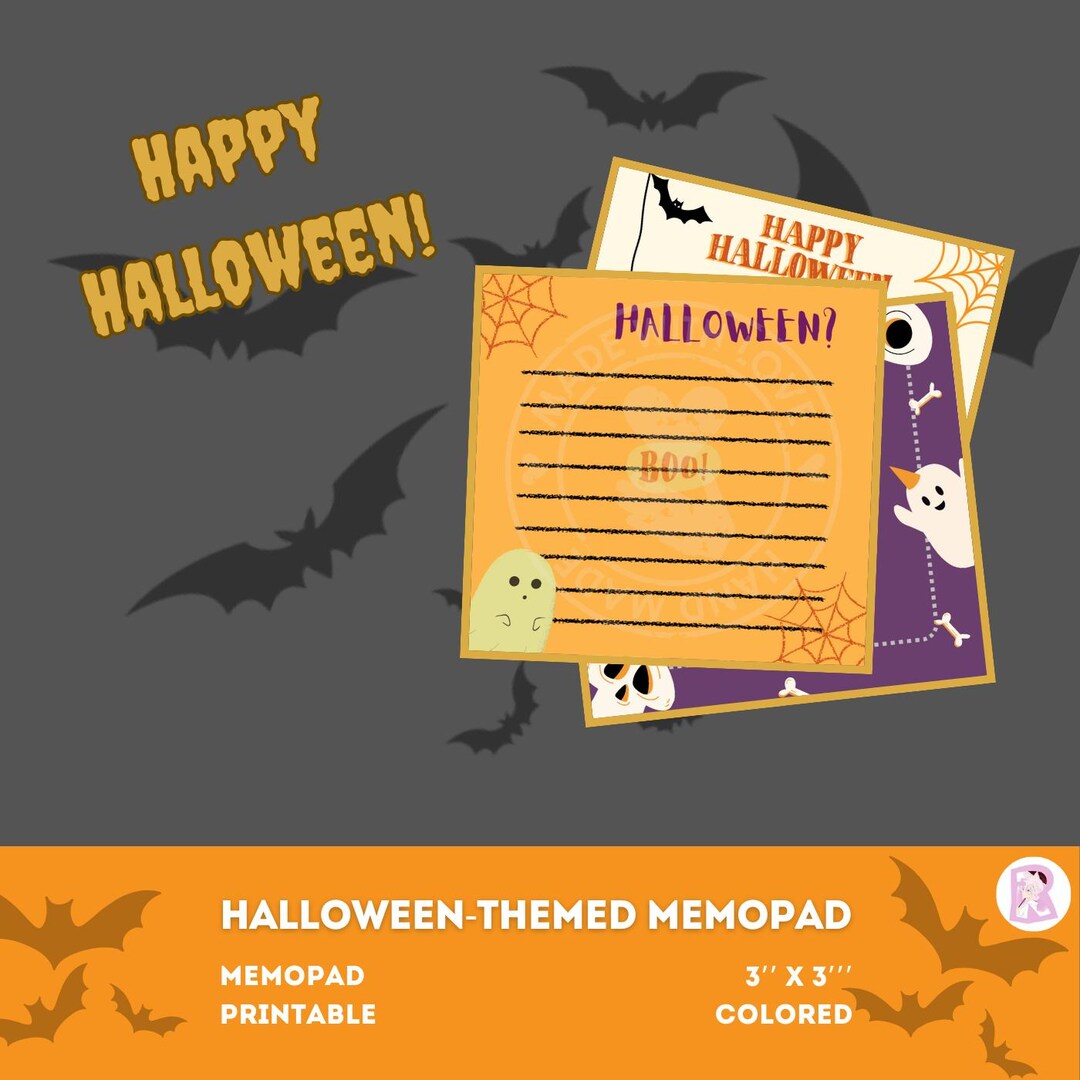 Halloween-themed Digital Memo Pad Cute and Adorable Halloween Designs ...