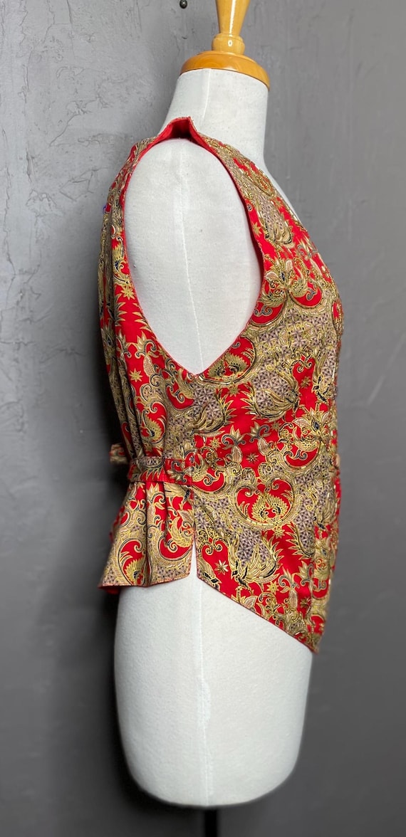 1990's Red + Gold Beaded Paisley Vest from Halsey Col… - Gem