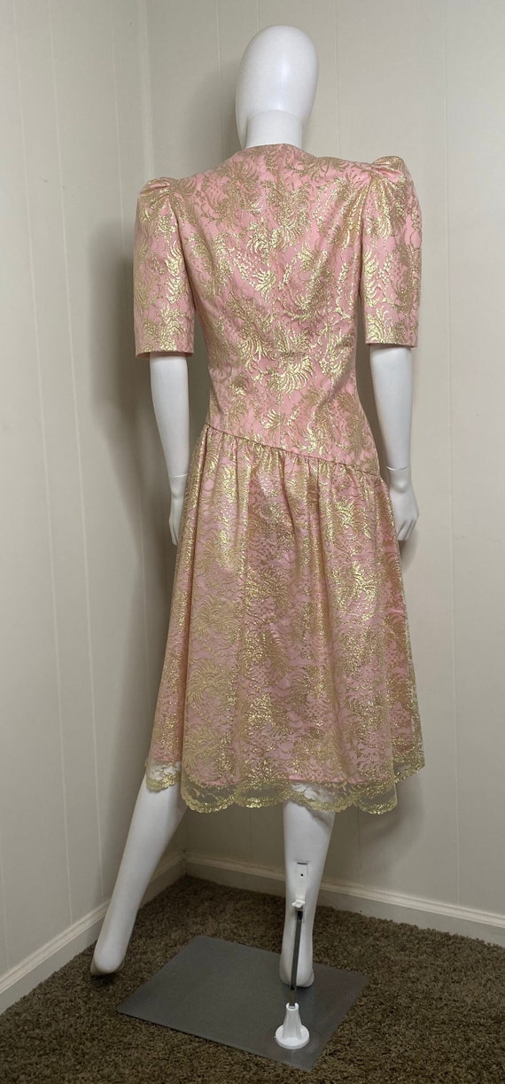 1980s Halston Pink Asymmetric Drop Waist Dress with G… - Gem