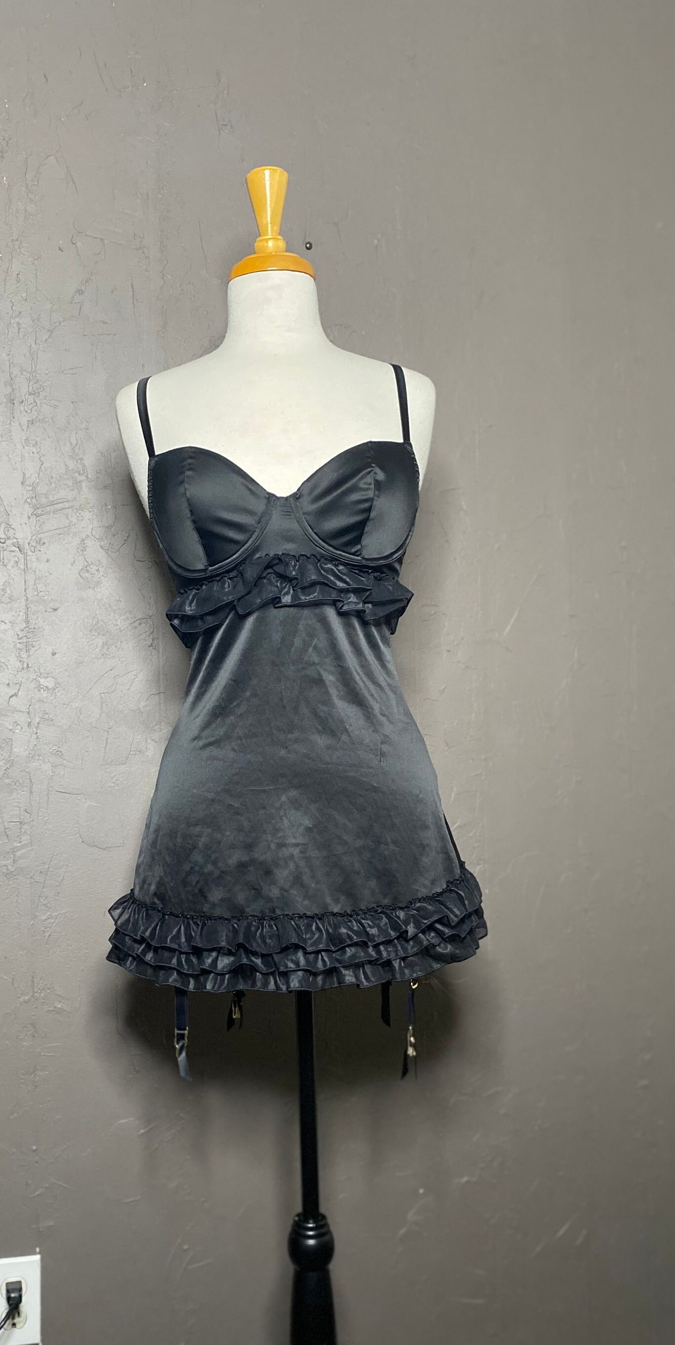 Y2k Victorias Secret Satin Corset Bustier Dress With Garters Etsy