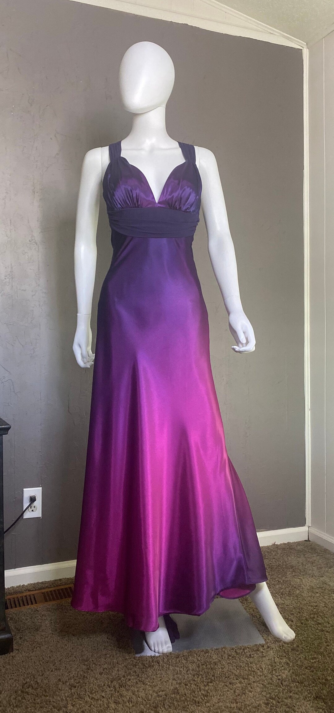 Y2K Backless Satin Ombre Gown From Camille La Vie Size Small - Etsy