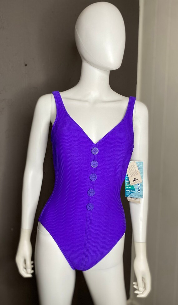 1990s Deadstock Purple One Piece Swimsuit From La Bl… Gem