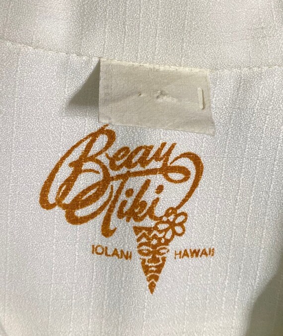 1970's Iolani Beau Tiki White Hawaiian Wedding Shirt … - Gem