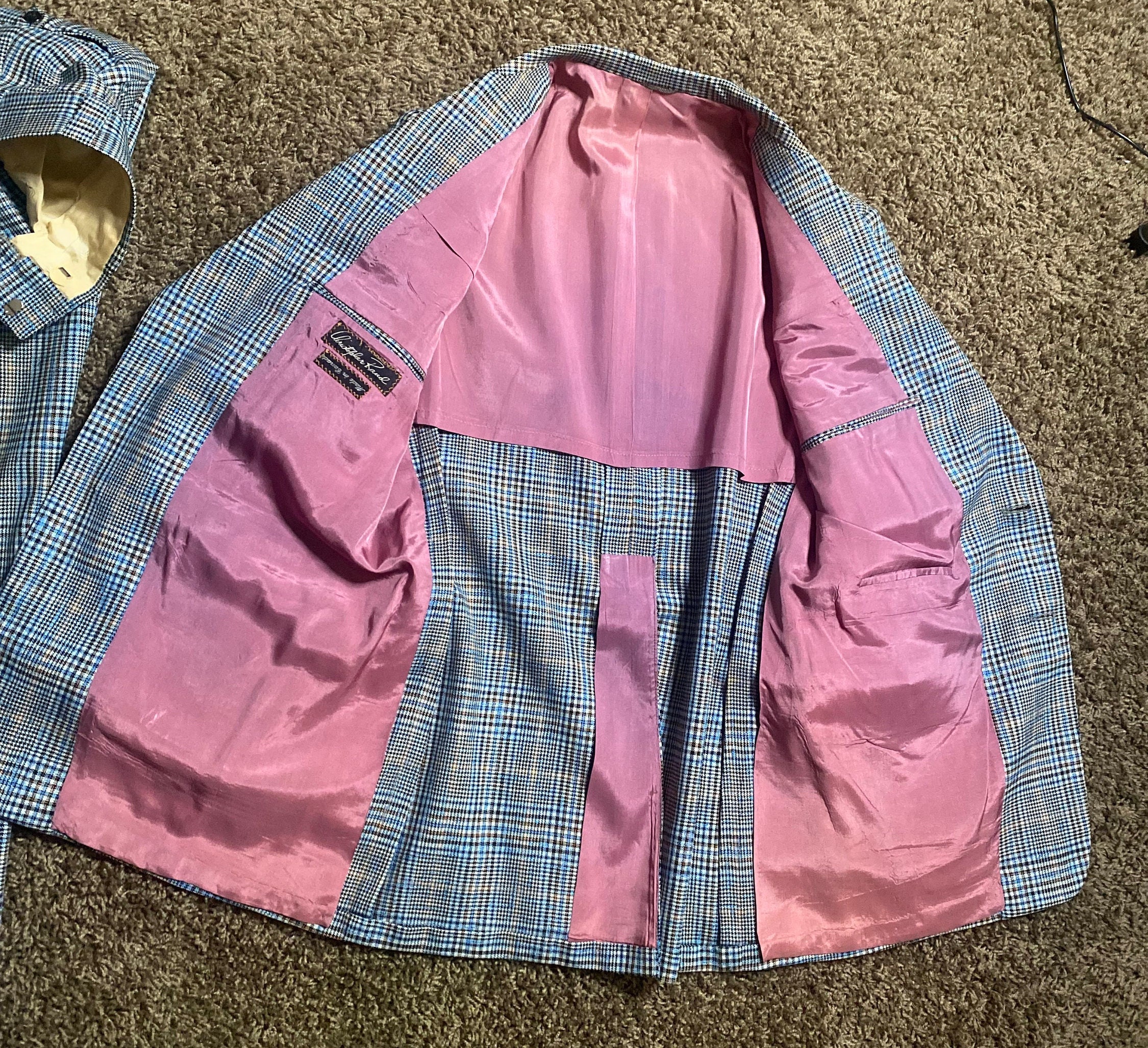 1970's Vintage Plaid Suit by Christopher Rand Blue and Brown Western ...