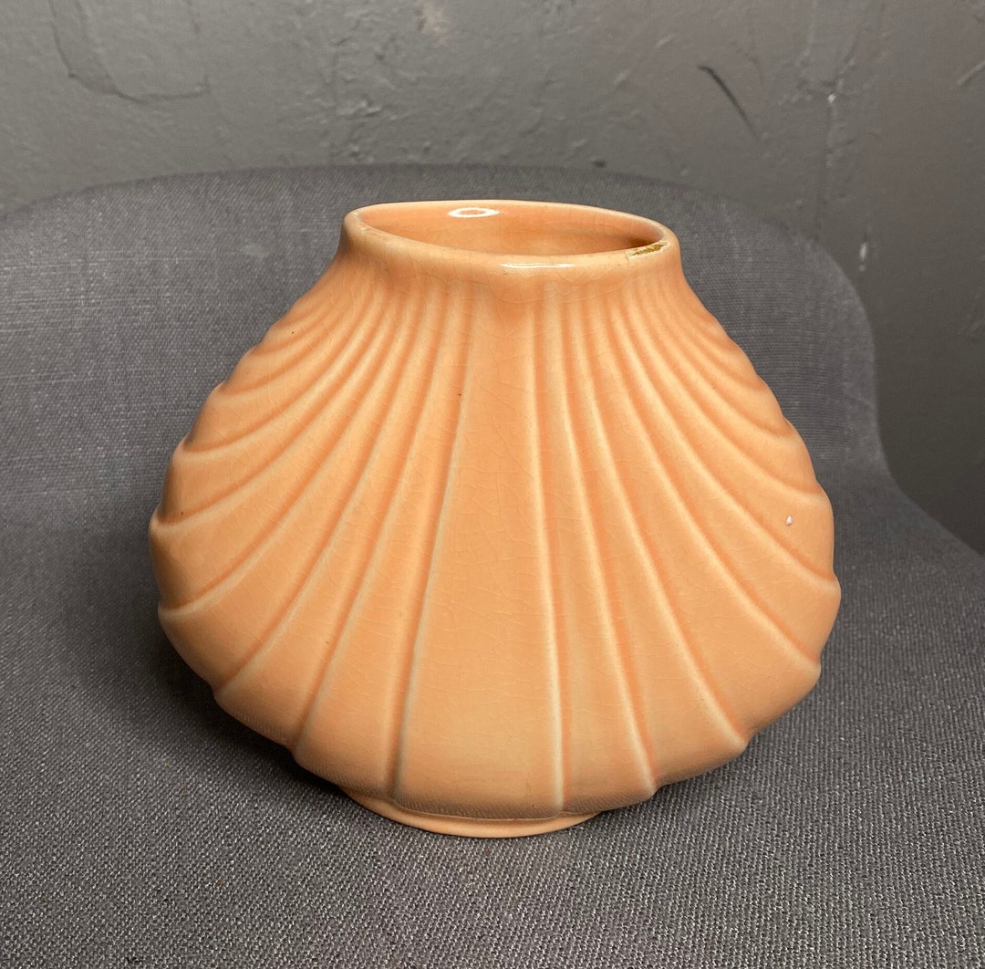 1940s Art Deco Peach Ceramic Vase MCM Collectible Pottery Vintage Peach ...