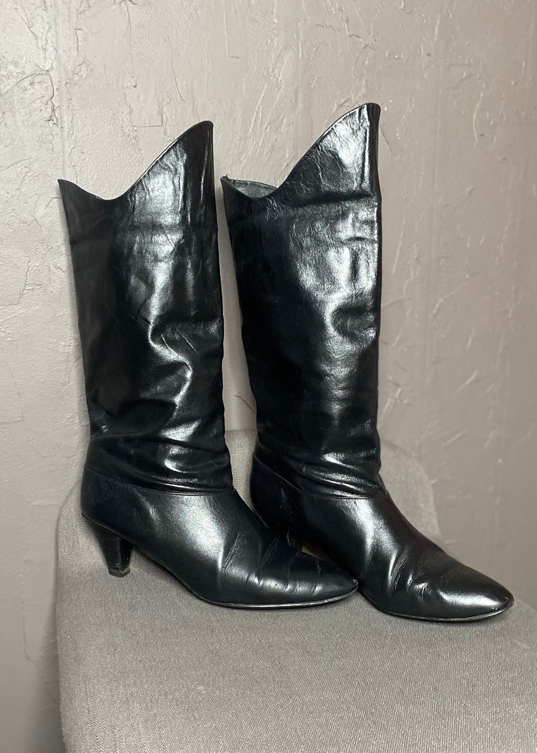1970s Black Leather Boots by Cobbies Size 8.5 Womens - Etsy