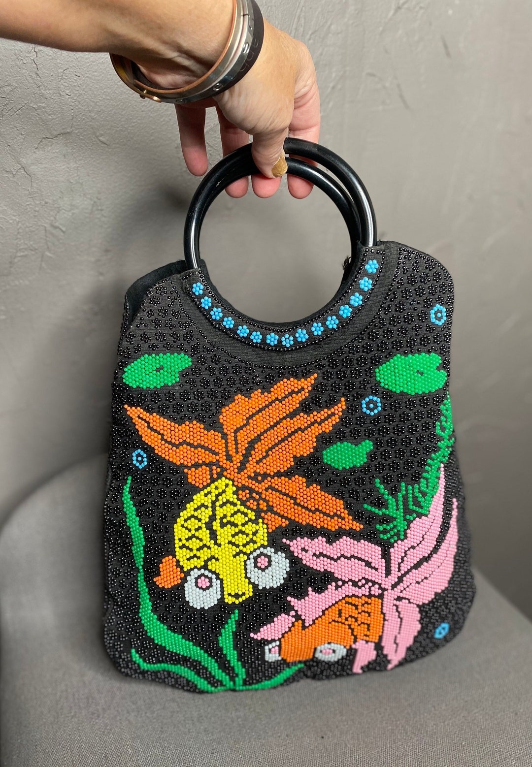 1970's Beaded Koi Fish Purse Colorful Bohemian Bag - Etsy