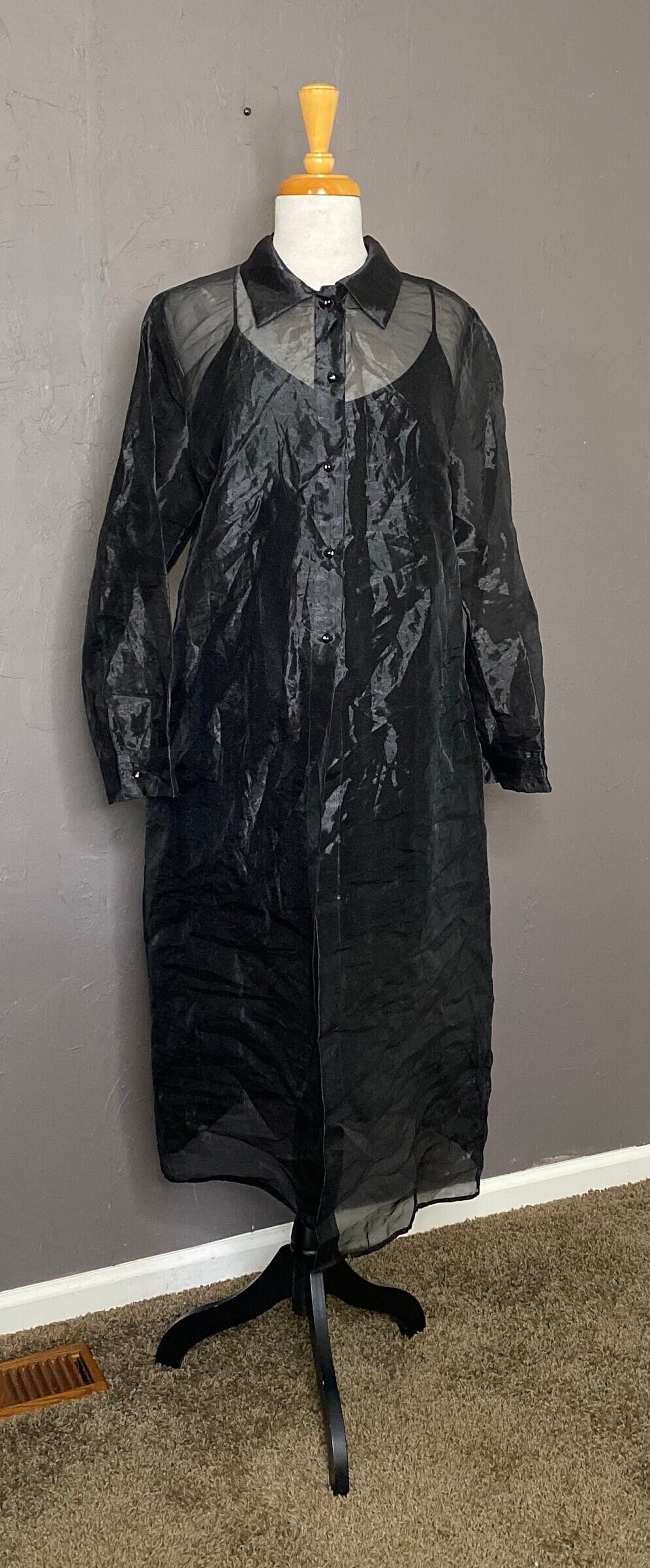 1980's-90's Black Organza Duster From Fashion Dove Size Large - Etsy