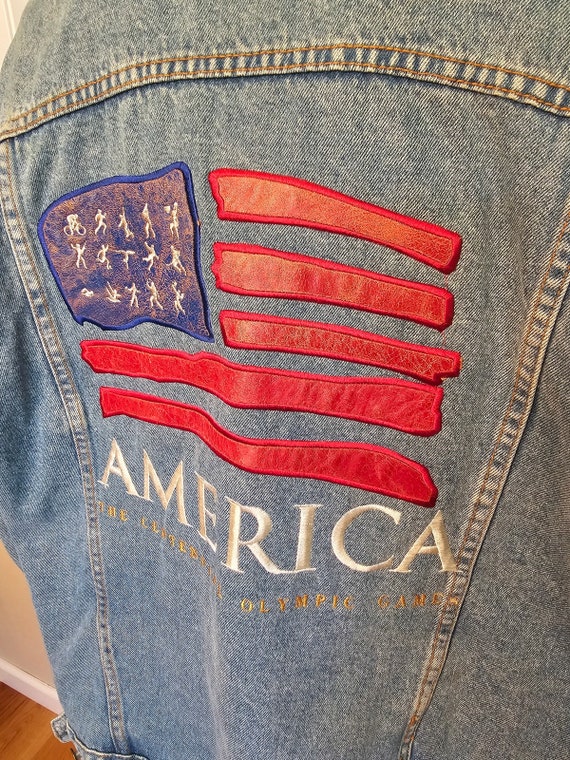 1996 Atlanta Olympics Denim Trucker Jacket Size XL Vi… - Gem