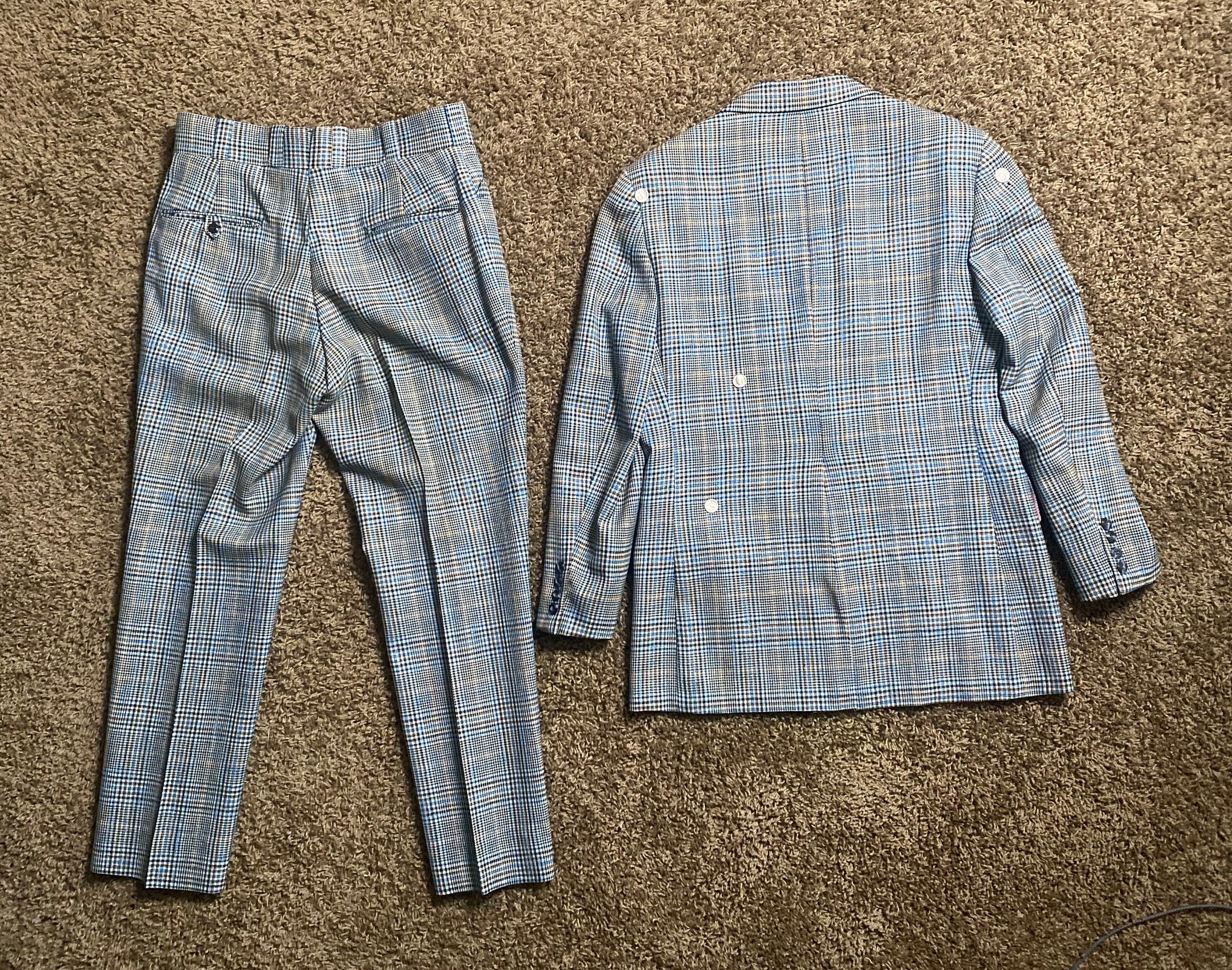 1970's Vintage Plaid Suit by Christopher Rand Blue and Brown Western ...