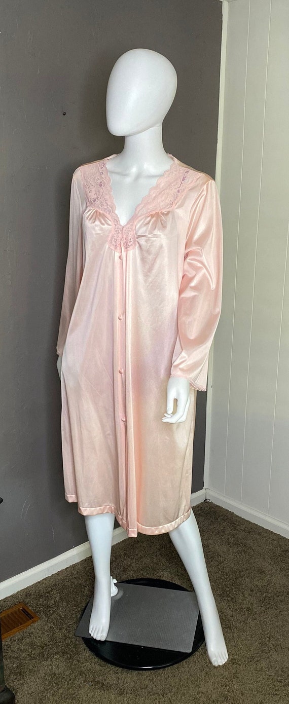 1980’s Peach Silky Robe by Vanity Fair size Large Dus… - Gem