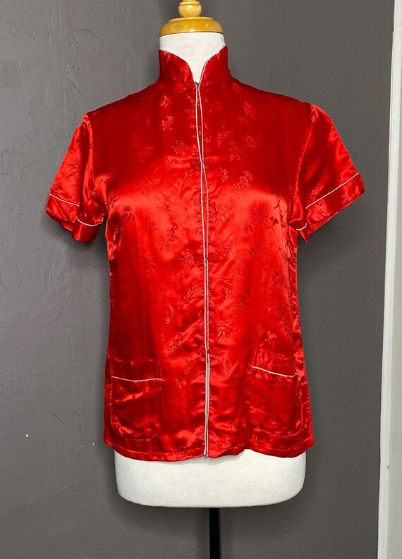 1960's Red Silk Traditional Chinese Top from ESME siz… - Gem