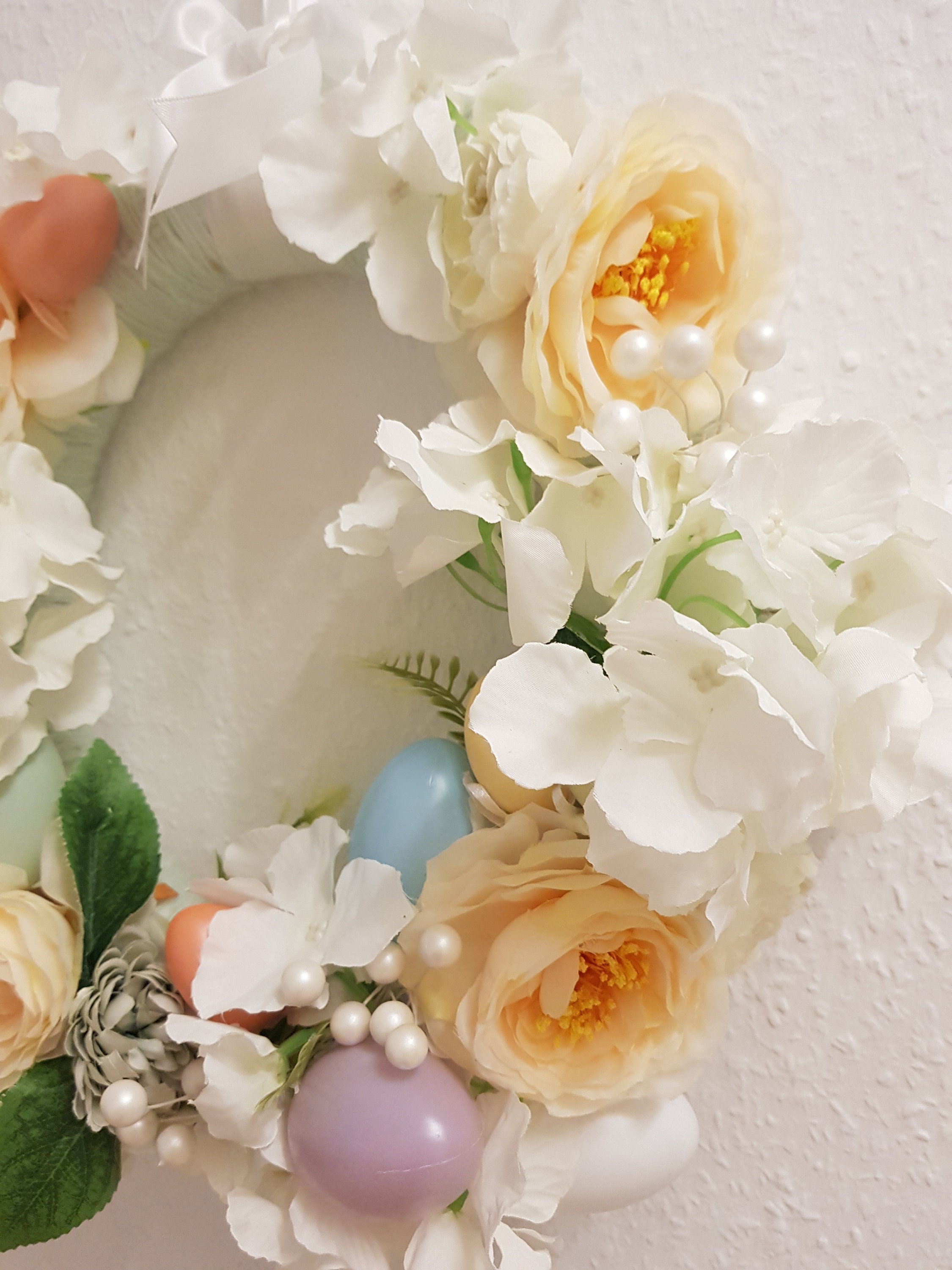 Easter Decor White and Mint Wreath on a Wicker Base/entry Door or Wall ...