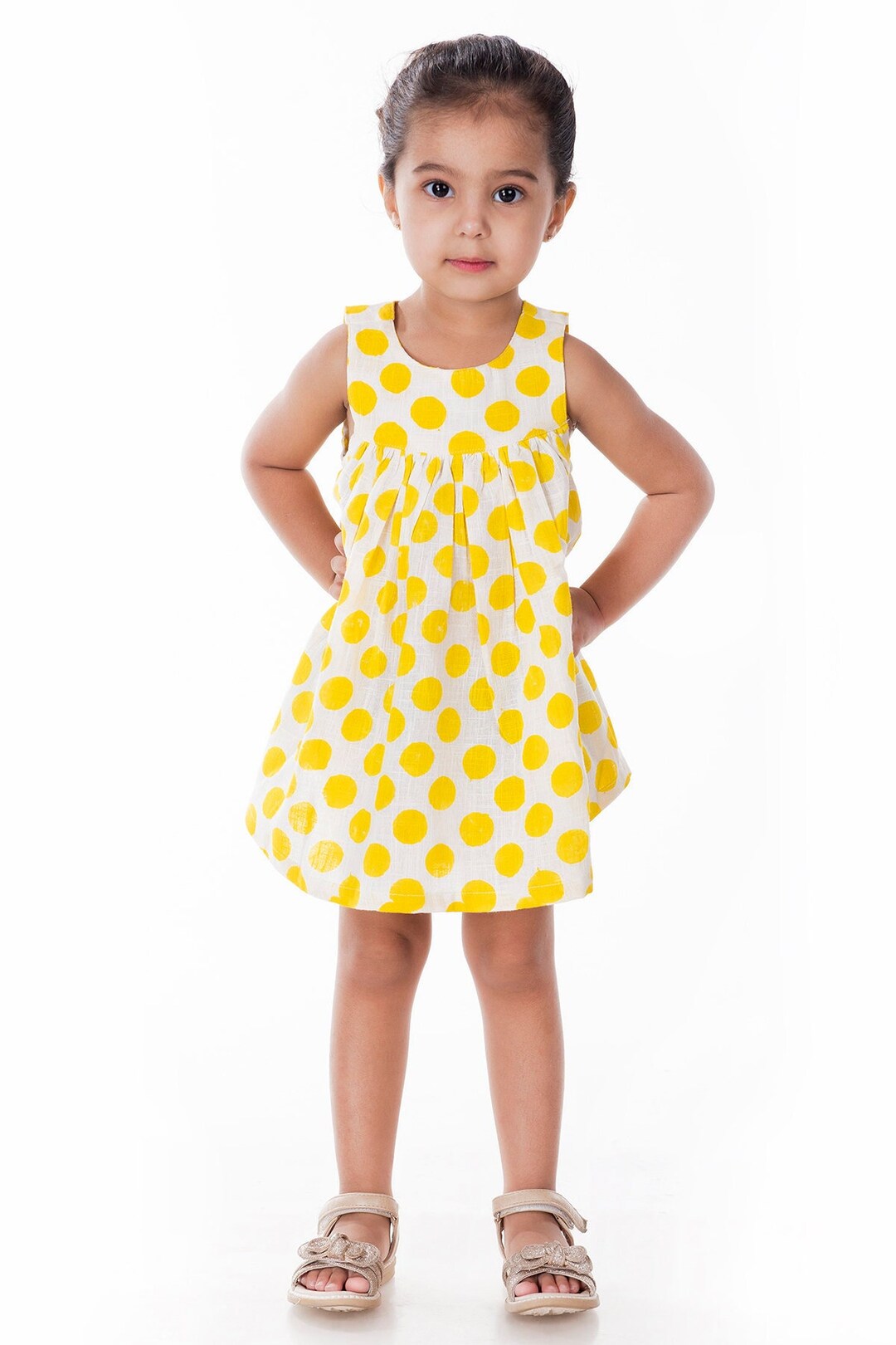 Yellow Polka Dot Block Printed Sleeveless Frock Cotton - Etsy