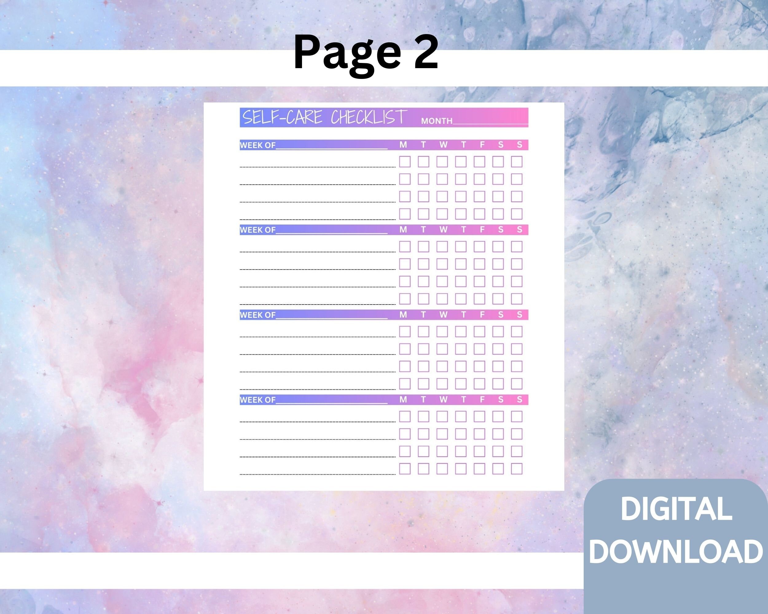 TEEN Self-care Checklist for Mental Health and Wellness, Daily Well ...