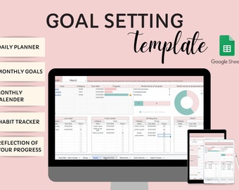 Simple Goal Setting Spreadsheet Digital Goal Planner Goal Progress ...