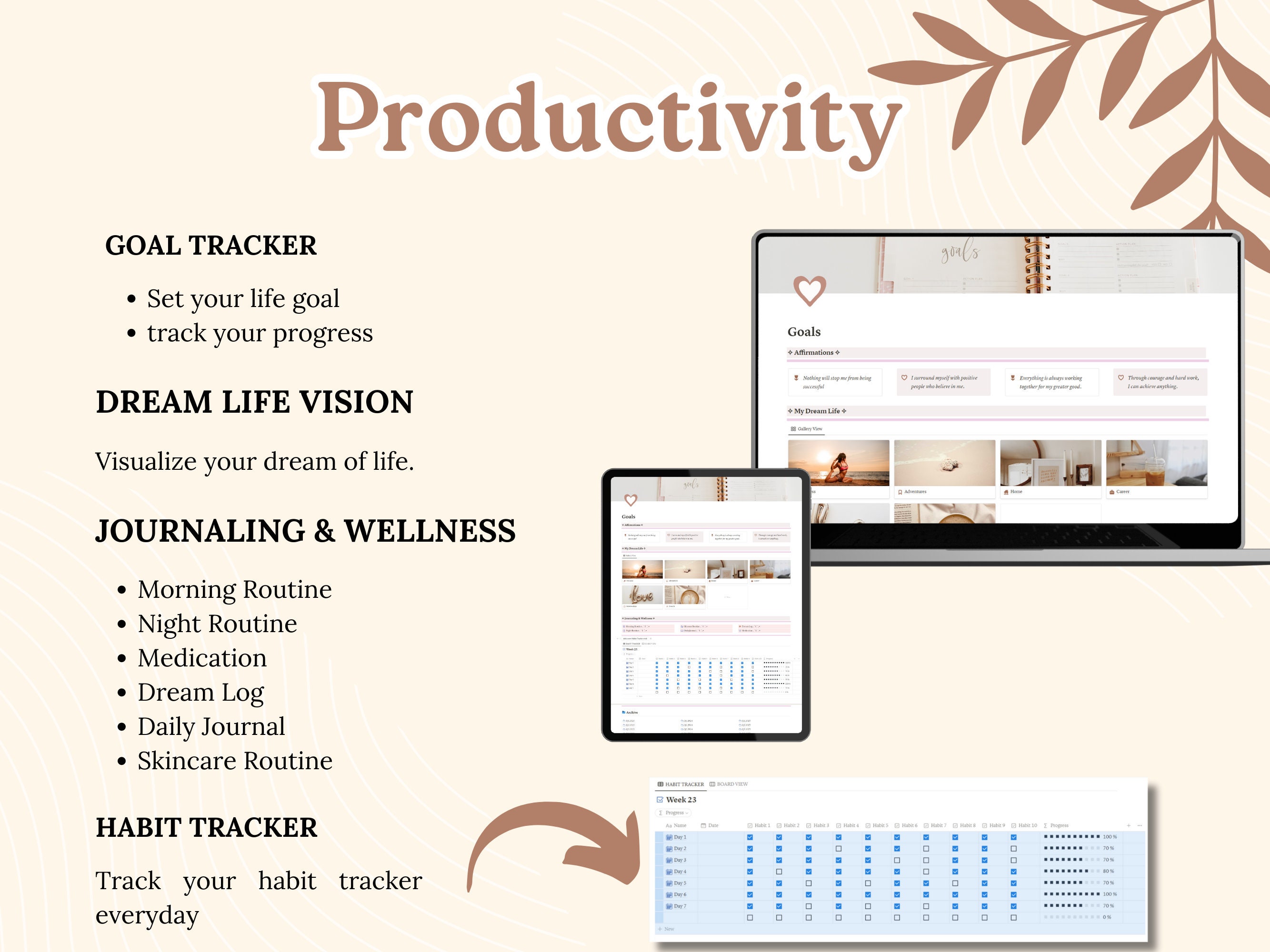 Notion Template Aesthetic Life Planner All in One Template Notion ...