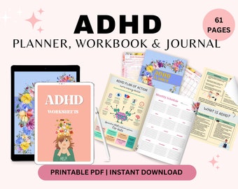 ADHD Planner Printable, ADHD Workbook and Journal, CBT Anxiety ...