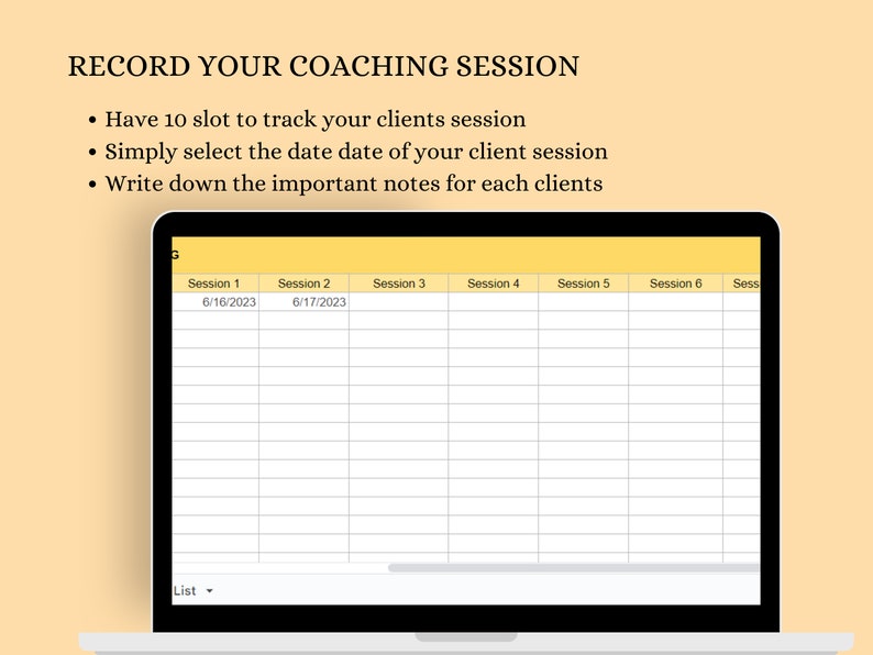 Client Onboarding Session Tracker Spreadsheet for Coaches - Etsy