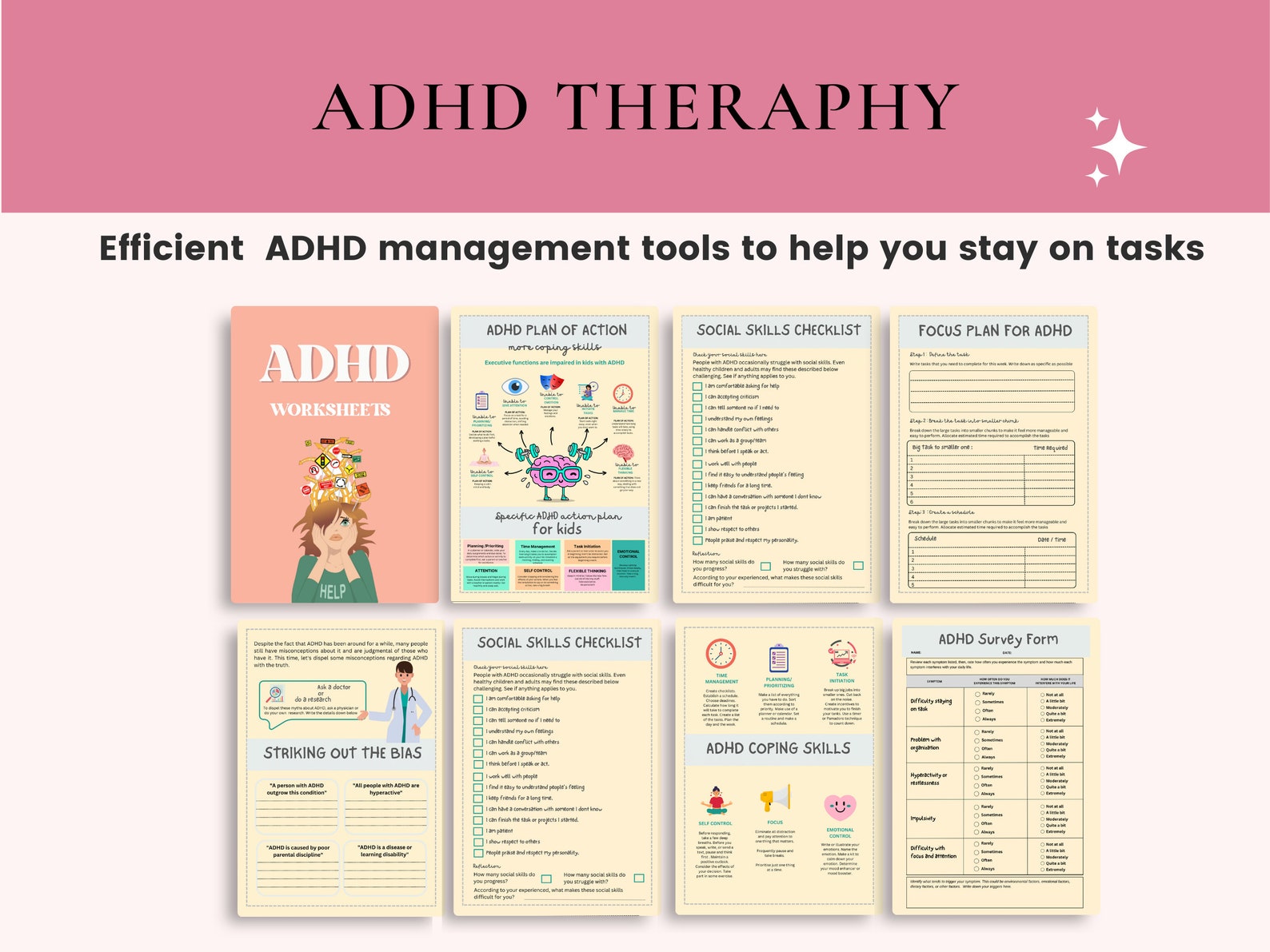 ADHD Planner Adult Printable, ADHD Workbook and Journal, CBT Anxiety ...