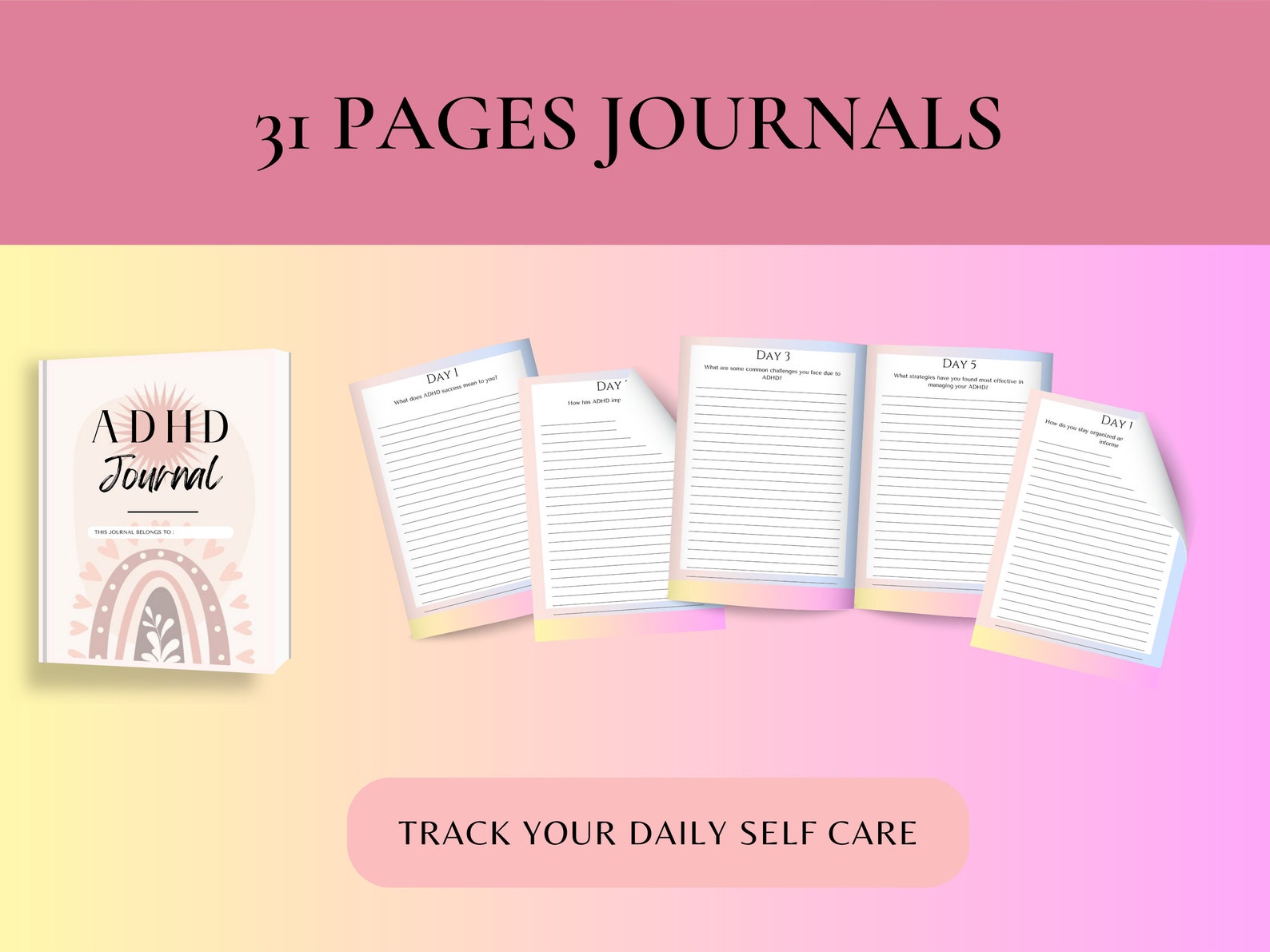 ADHD Planner Adult Printable, ADHD Workbook and Journal, CBT Anxiety ...