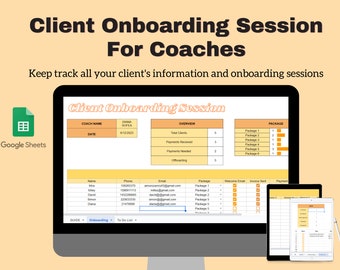 Client Session Tracker Spreadsheet for Coaches, CRM, Client Management ...