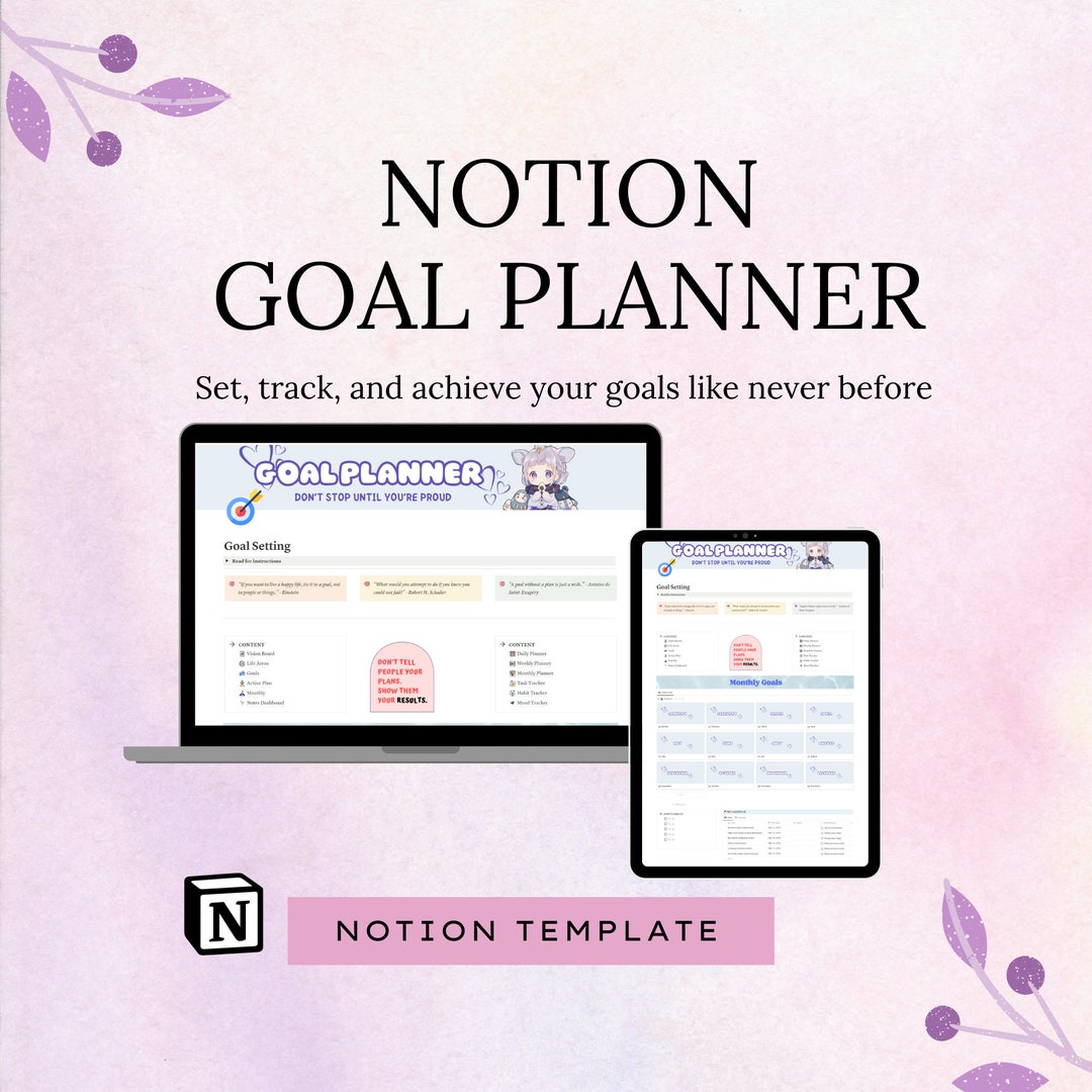 Notion Template for Goal Planner, Goal Setting and Productivity ...