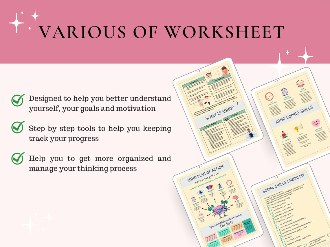 ADHD Planner Adult Printable, ADHD Workbook and Journal, CBT Anxiety ...
