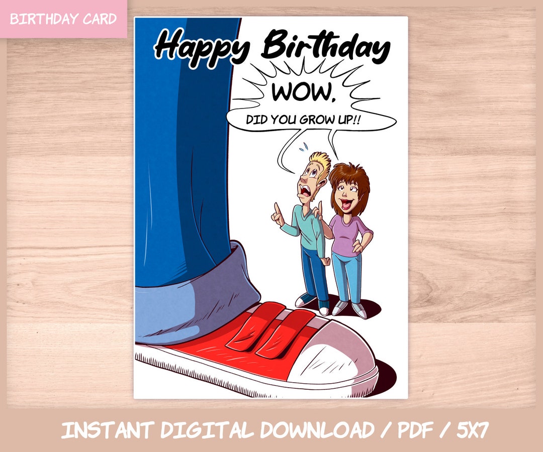 Printable Birthday Card, Instant Download, Foldable 5x7 Inch Format ...