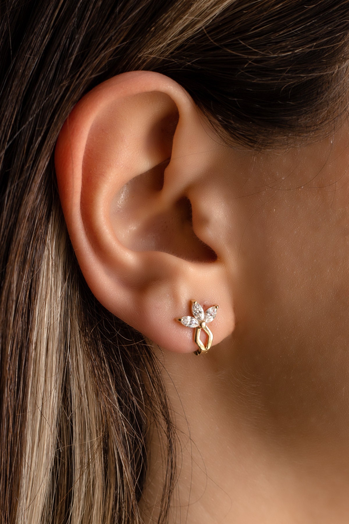 14k Gold Leaf Earrings,dainty Pure Gold Earrings,real Gold Leaf ...