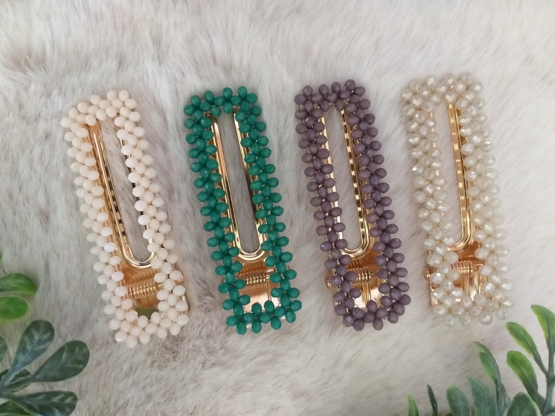 Crystal Beaded Hair Clips, Gold Color Hair Clip, Hair Accessories, Hair ...
