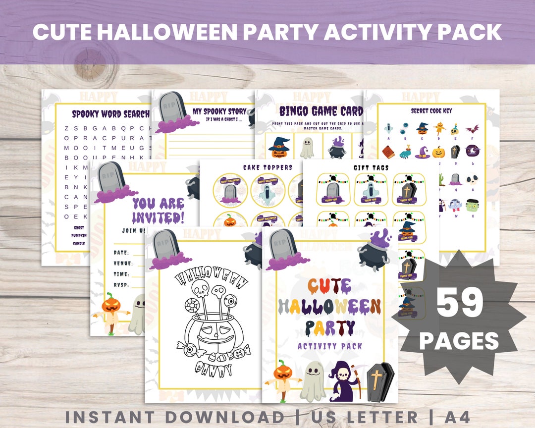 Halloween Party Kit Printable, Halloween Activity Pages, Kids Halloween ...