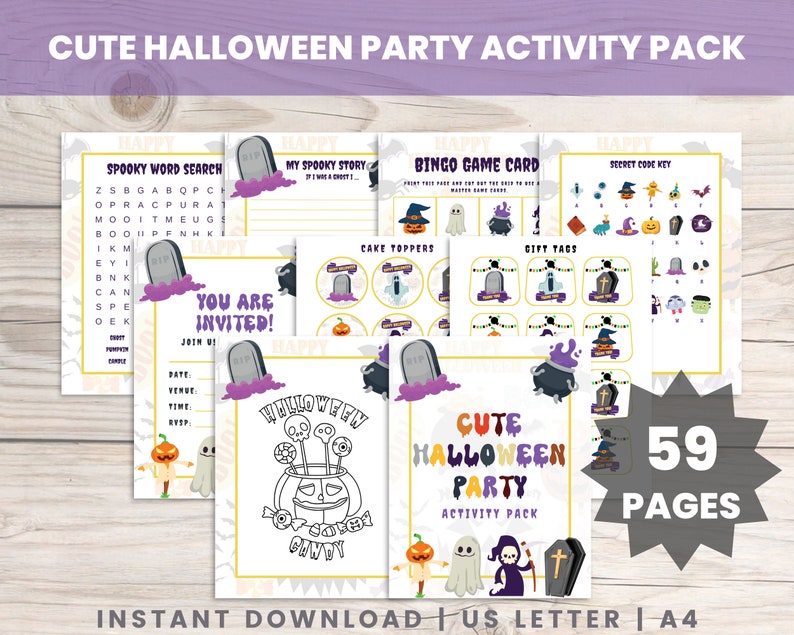 Halloween Party Kit Printable, Halloween Activity Pages, Kids Halloween ...