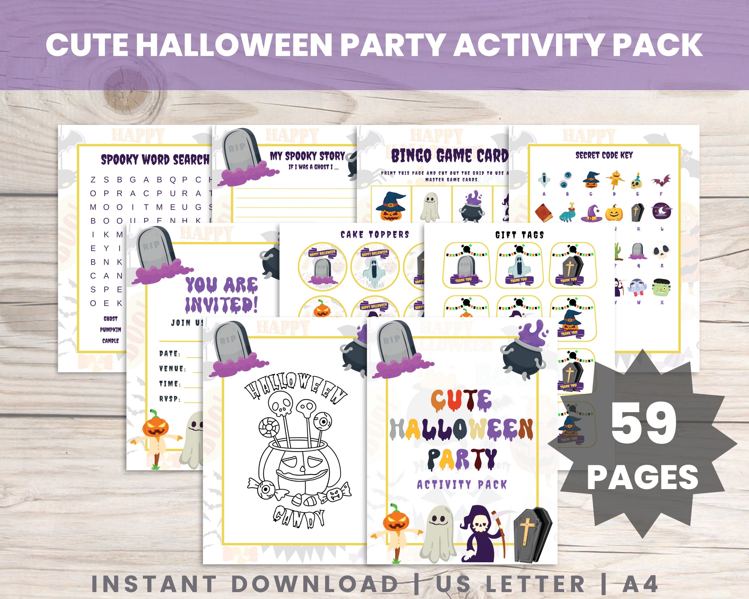Halloween Party Kit Printable, Halloween Activity Pages, Kids Halloween ...