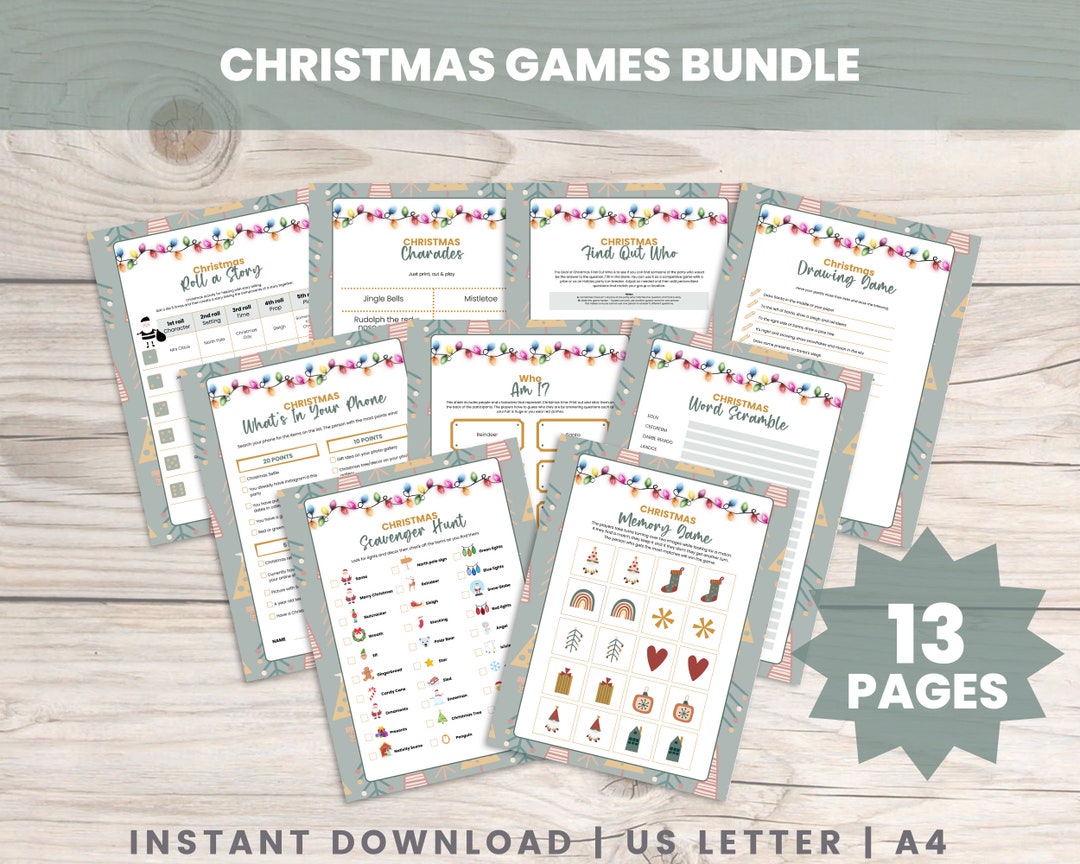 Christmas Games Bundle, Printable Christmas Games, Christmas Games for ...