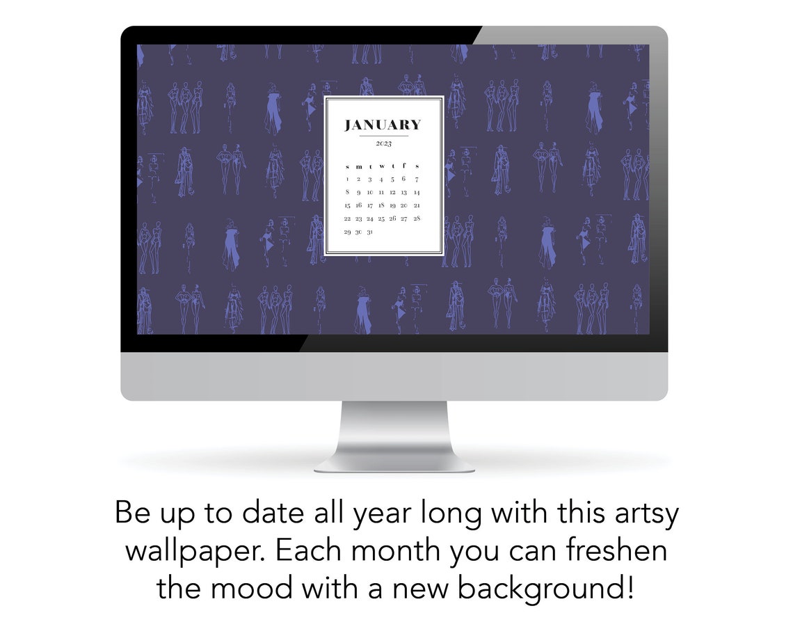 2023 DIGITAL CALENDAR WALLPAPER Laptop Background Desktop - Etsy