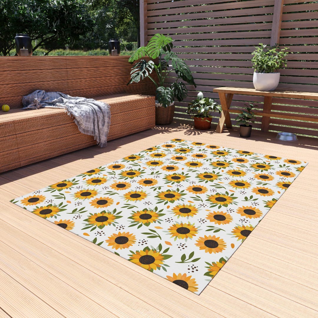 Stylish Yellow Sunflowers Design Outdoor Rugs for Porch Balcony Home ...