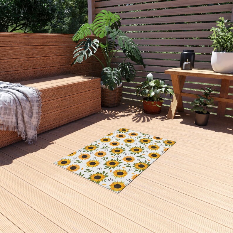 Stylish Yellow Sunflowers Design Outdoor Rugs for Porch Balcony Home ...